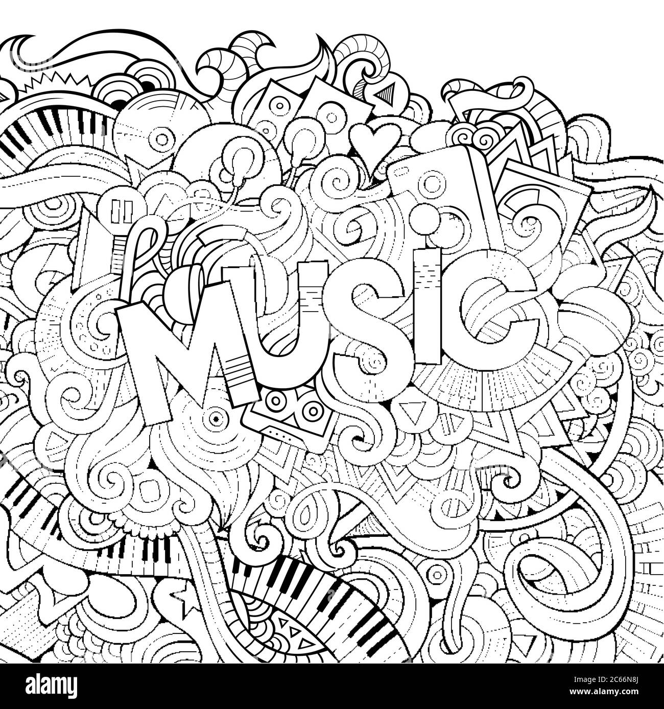 Music hand lettering and doodles elements background Stock Vector Image ...
