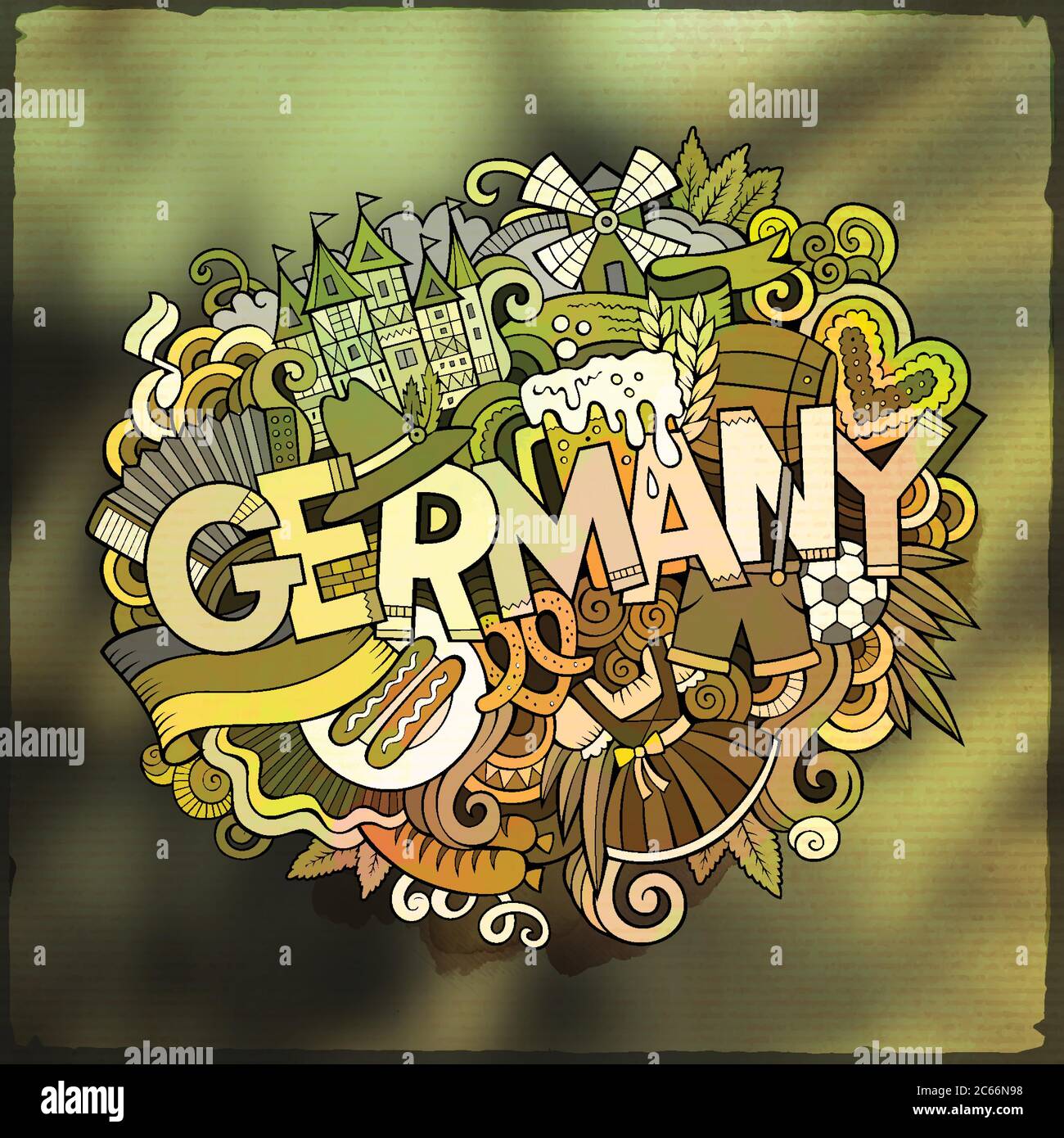 Cartoon vector hand drawn Doodle Germany word illustration Stock Vector ...