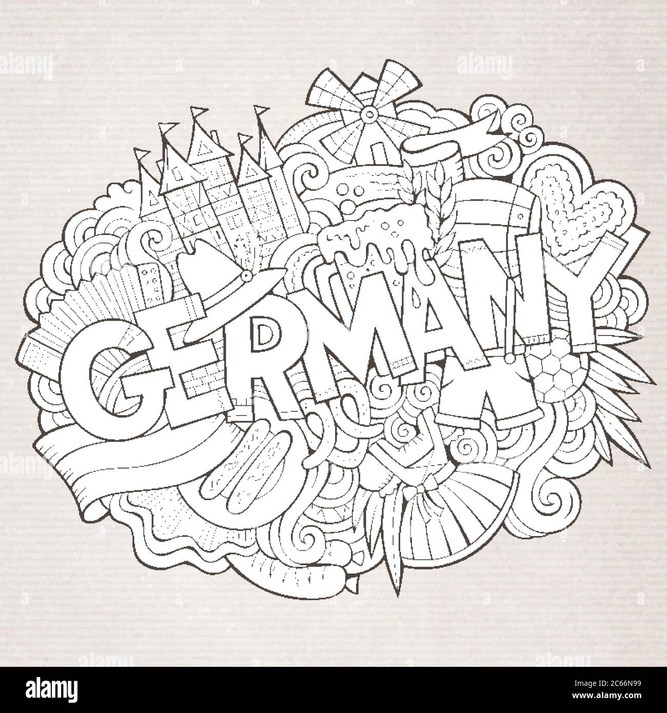 Cartoon cute doodles Germany illustration Stock Vector Image & Art - Alamy