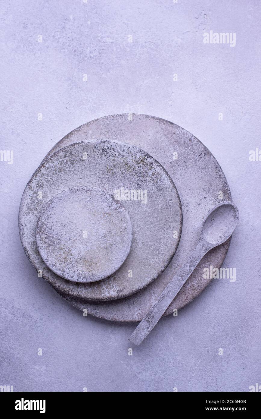 Handmade handcrafted concrete plates and bowls Stock Photo - Alamy