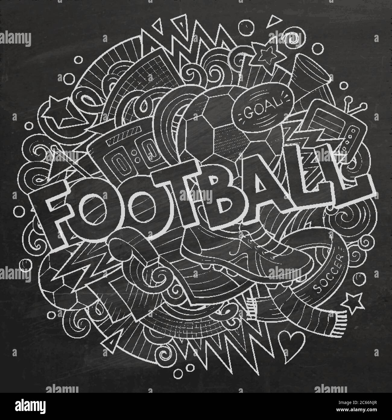 Cartoon cute doodles hand drawn Football illustration Stock Vector ...