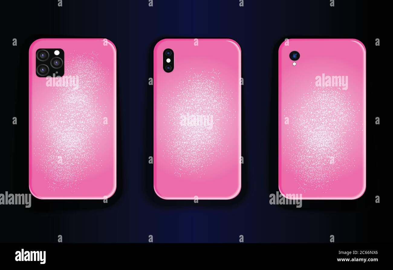 Vector mock up set case smartphones pink gradient print design Stock ...