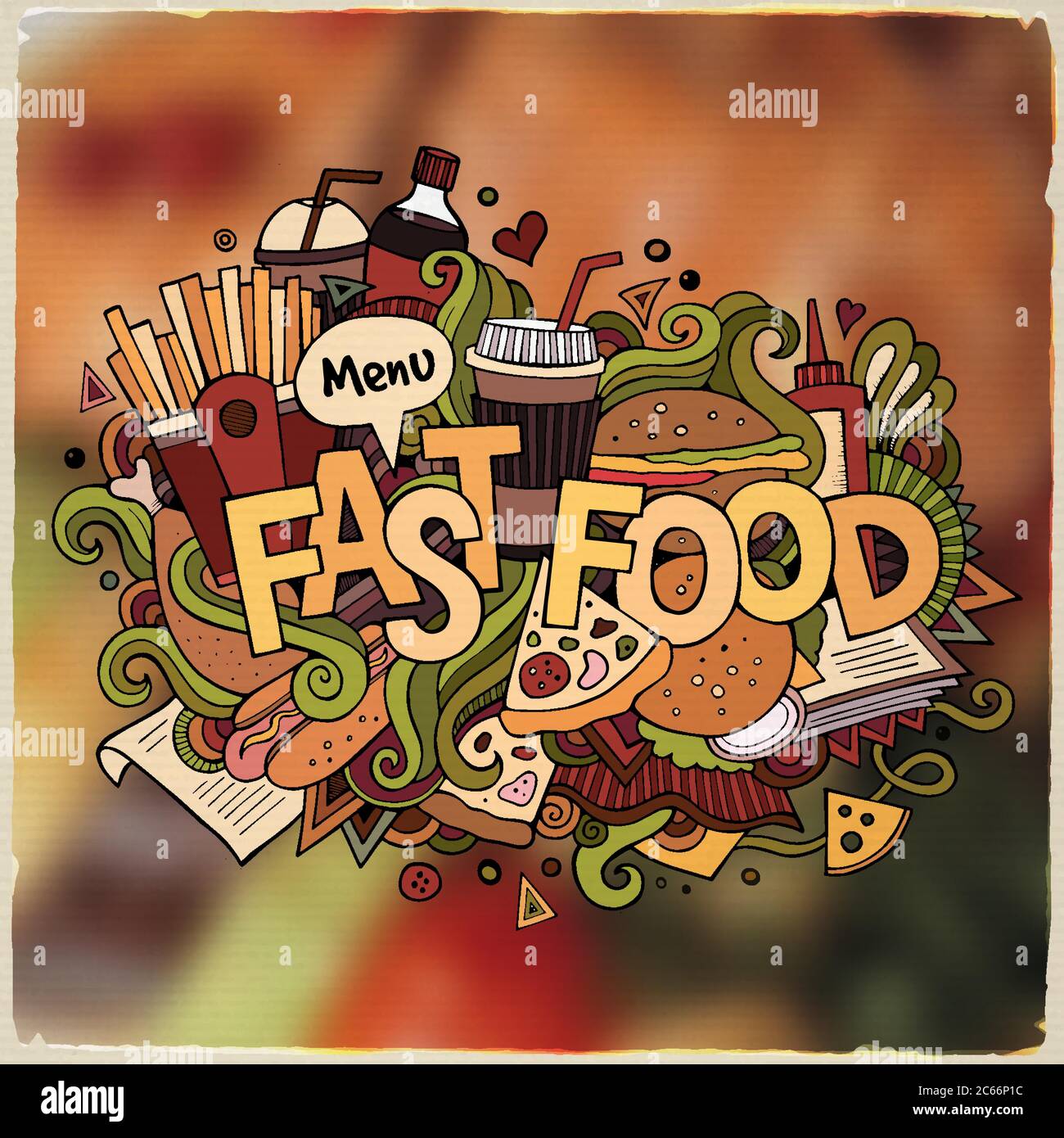 Fastfood hand lettering and doodles elements Stock Vector Image & Art ...