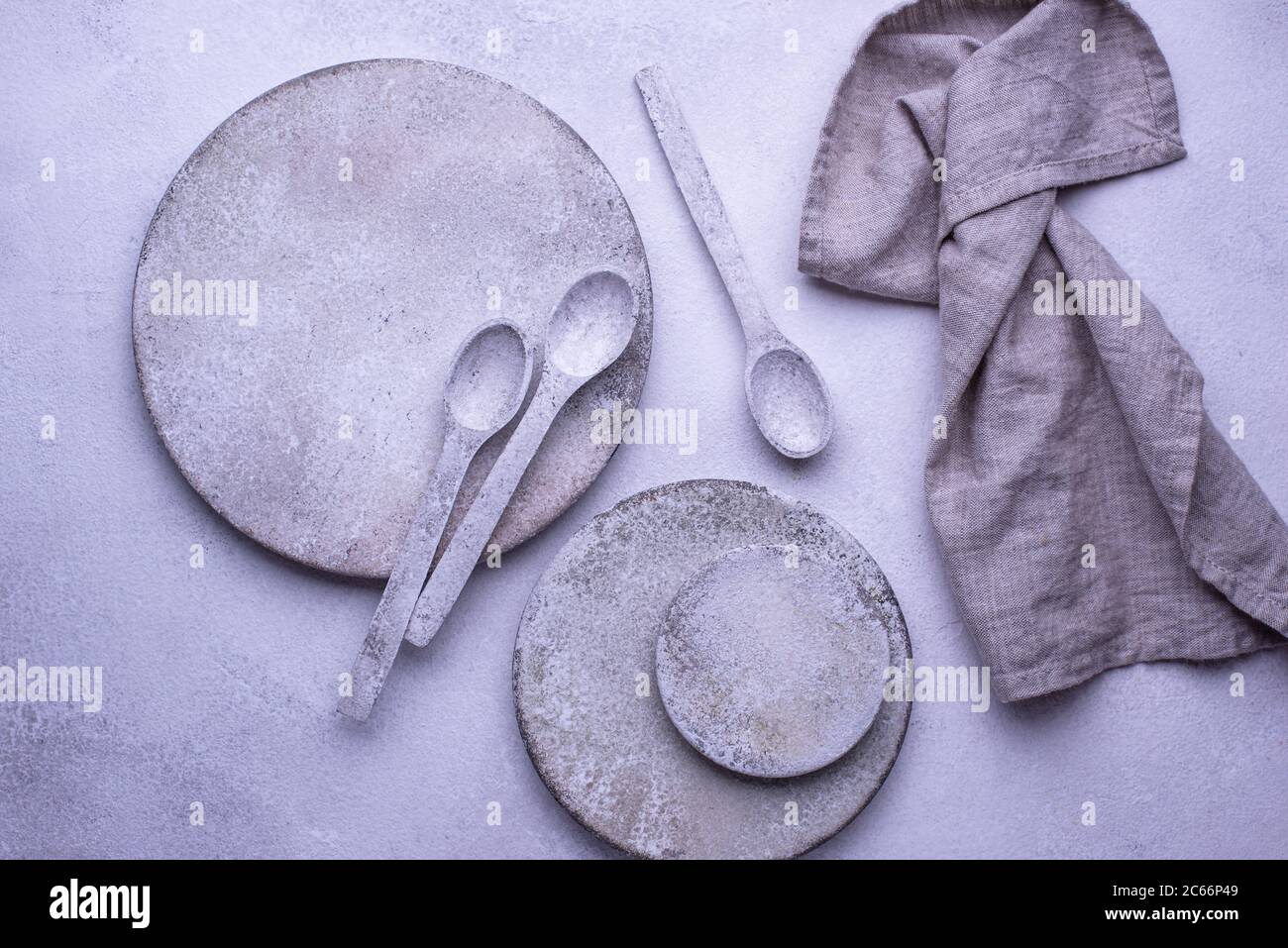 Handmade handcrafted concrete plates and bowls Stock Photo - Alamy