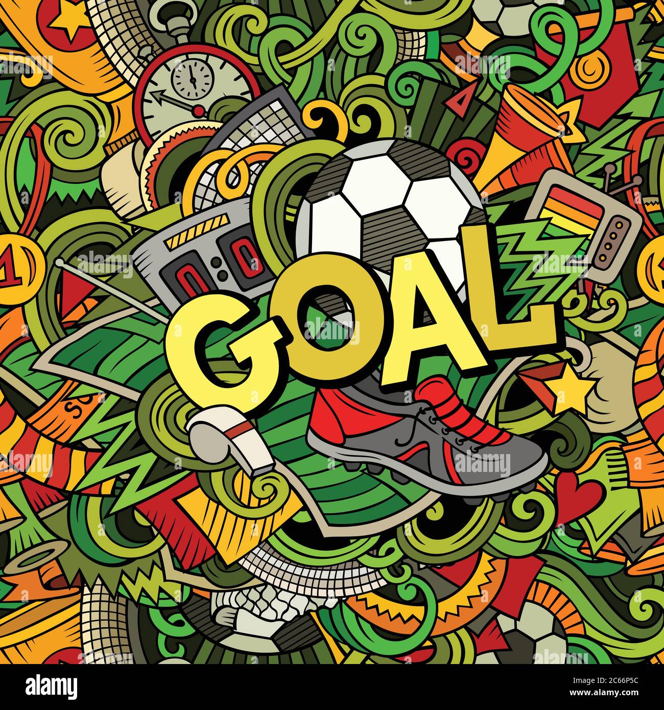 Cartoon cute doodles hand drawn Goal illustration Stock Vector Image ...