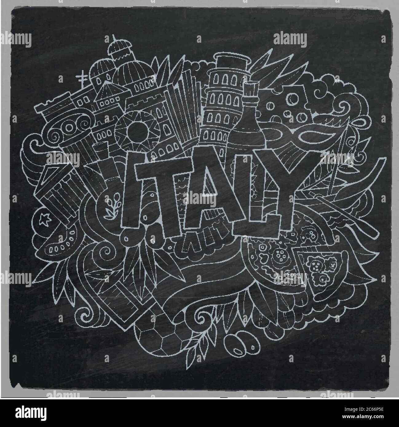 Italy hand lettering and doodles elements background Stock Vector Image ...
