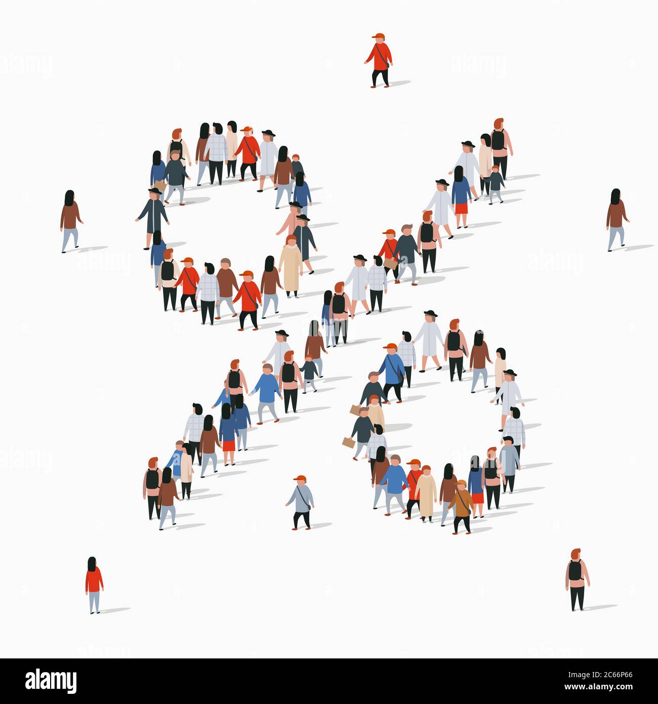 Large group of People in form of percent sign. Banking or sale concept ...