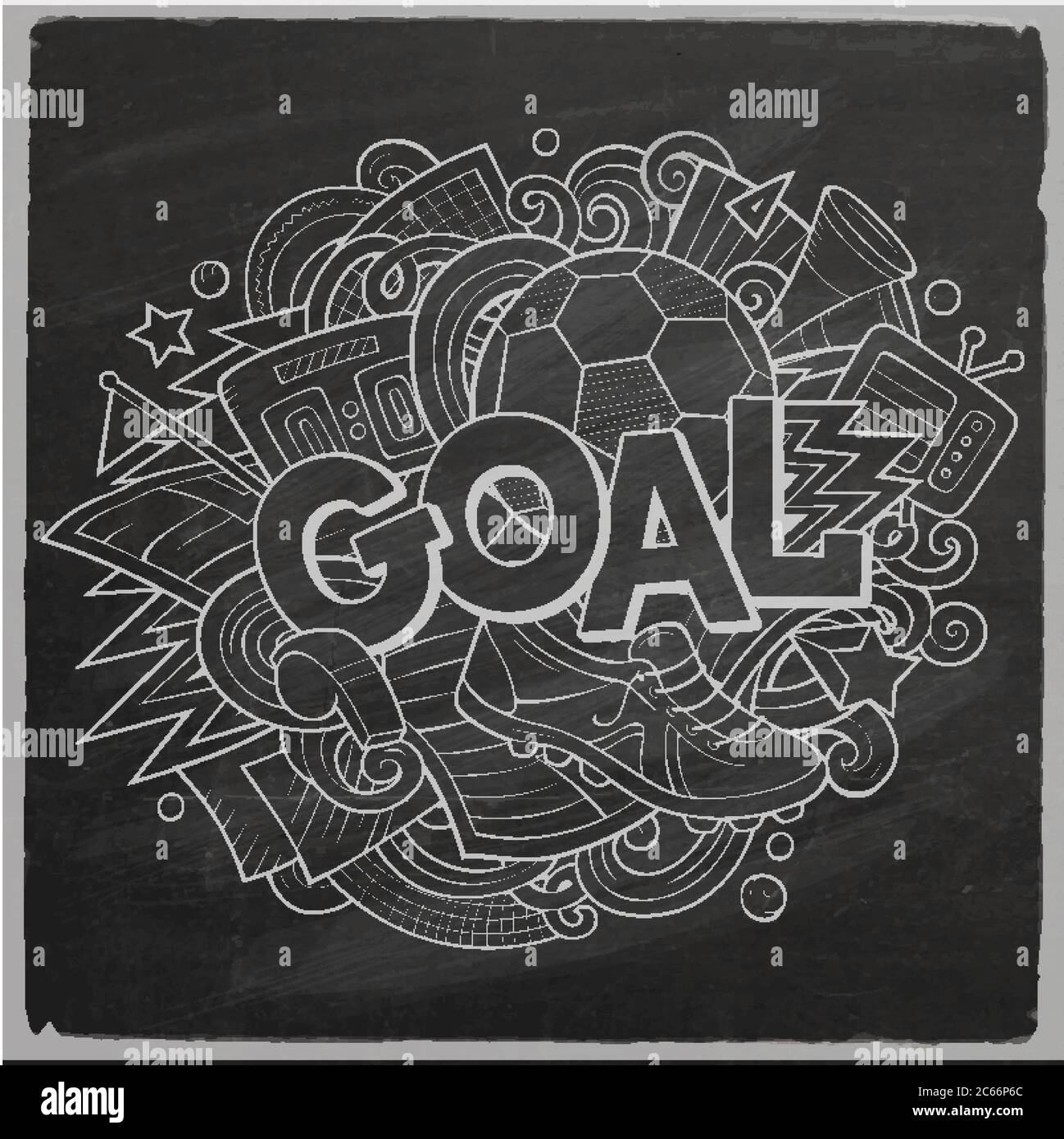 Cartoon cute doodles hand drawn Goal illustration Stock Vector Image ...