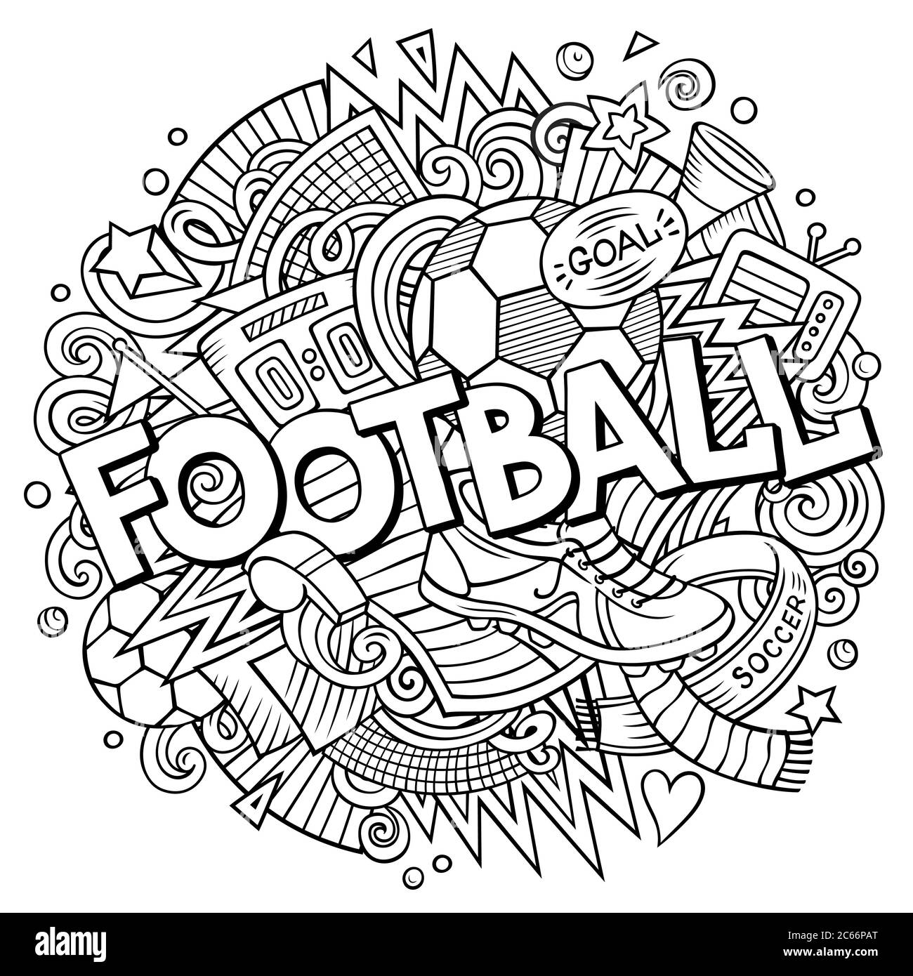 Cartoon cute doodles hand drawn Football illustration Stock Vector ...