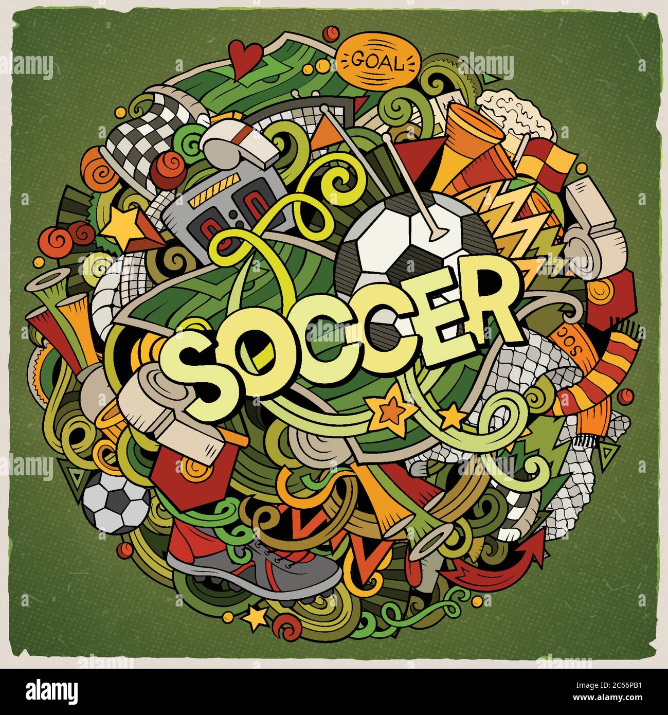 Cartoon cute doodles hand drawn Soccer illustration Stock Vector Image ...