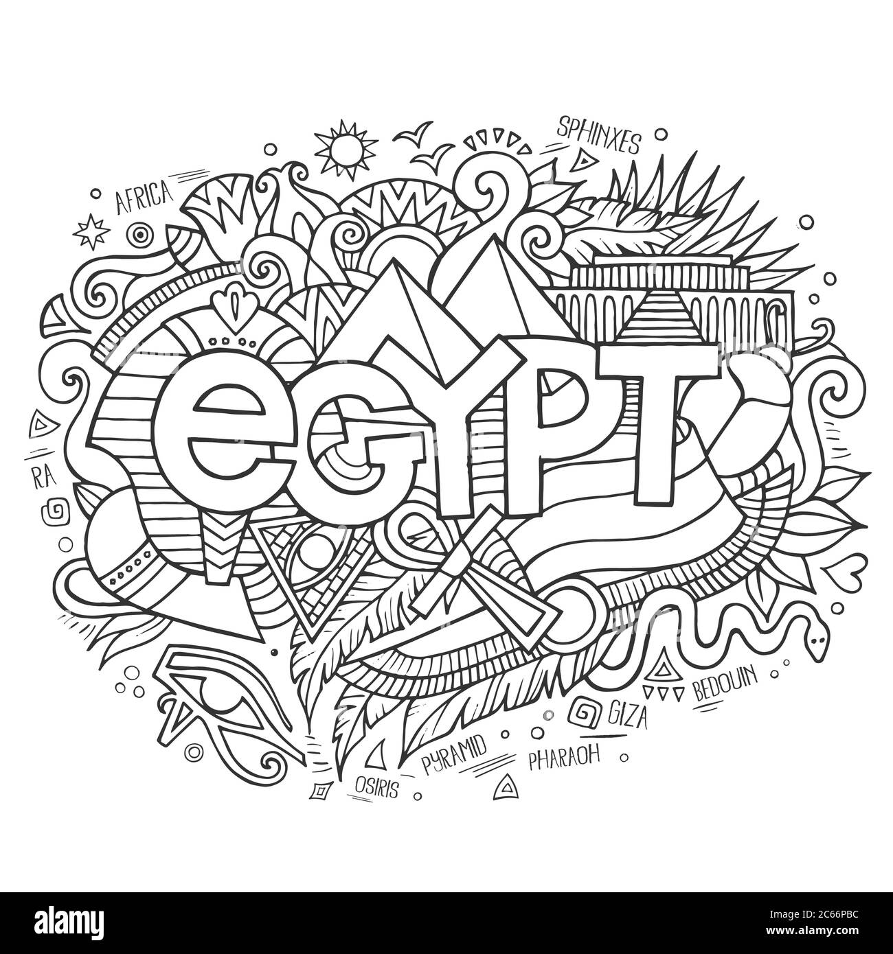 Egypt hand lettering and doodles elements background Stock Vector Image ...