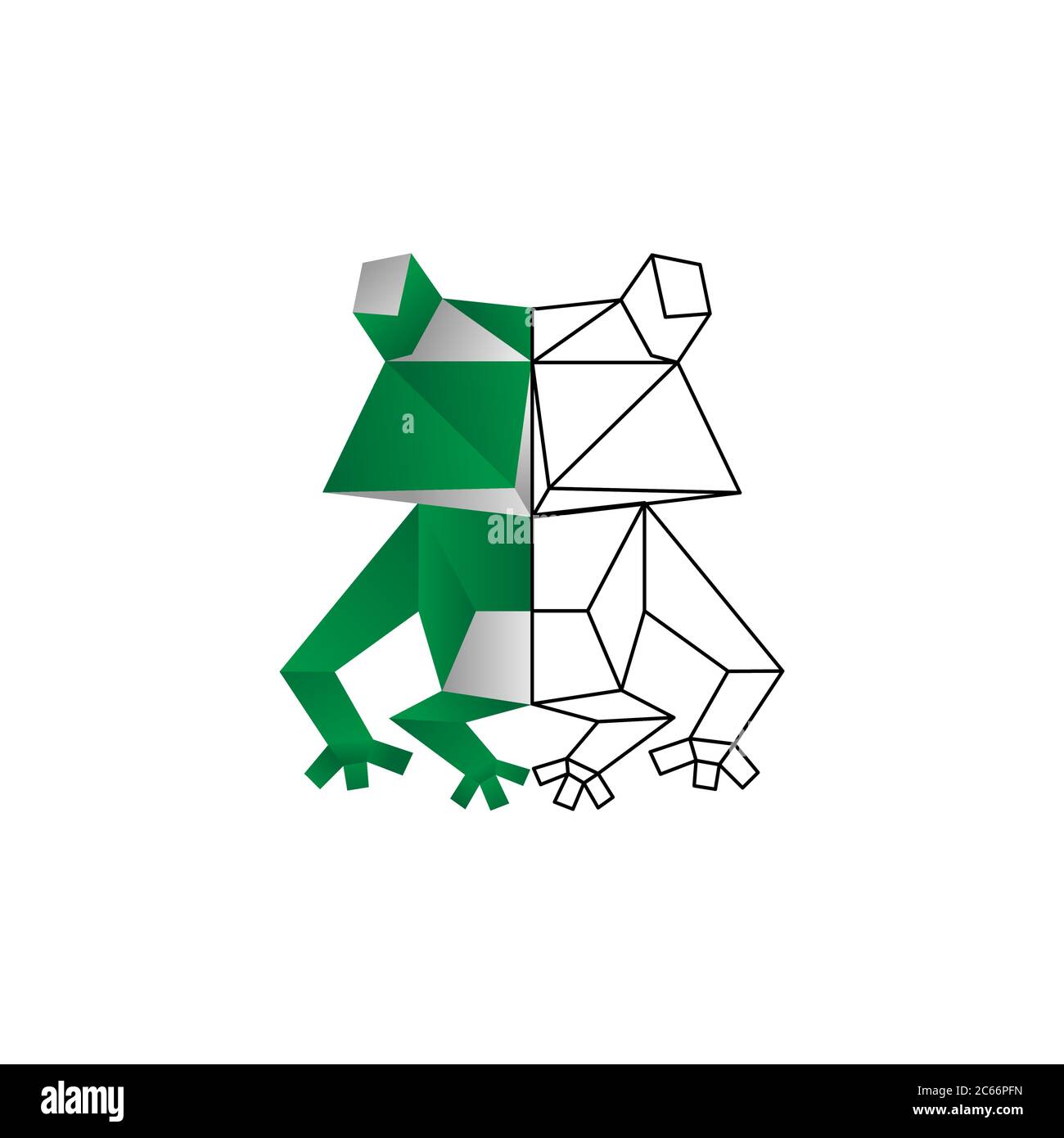 origami frog color line vector design template illustration Stock ...