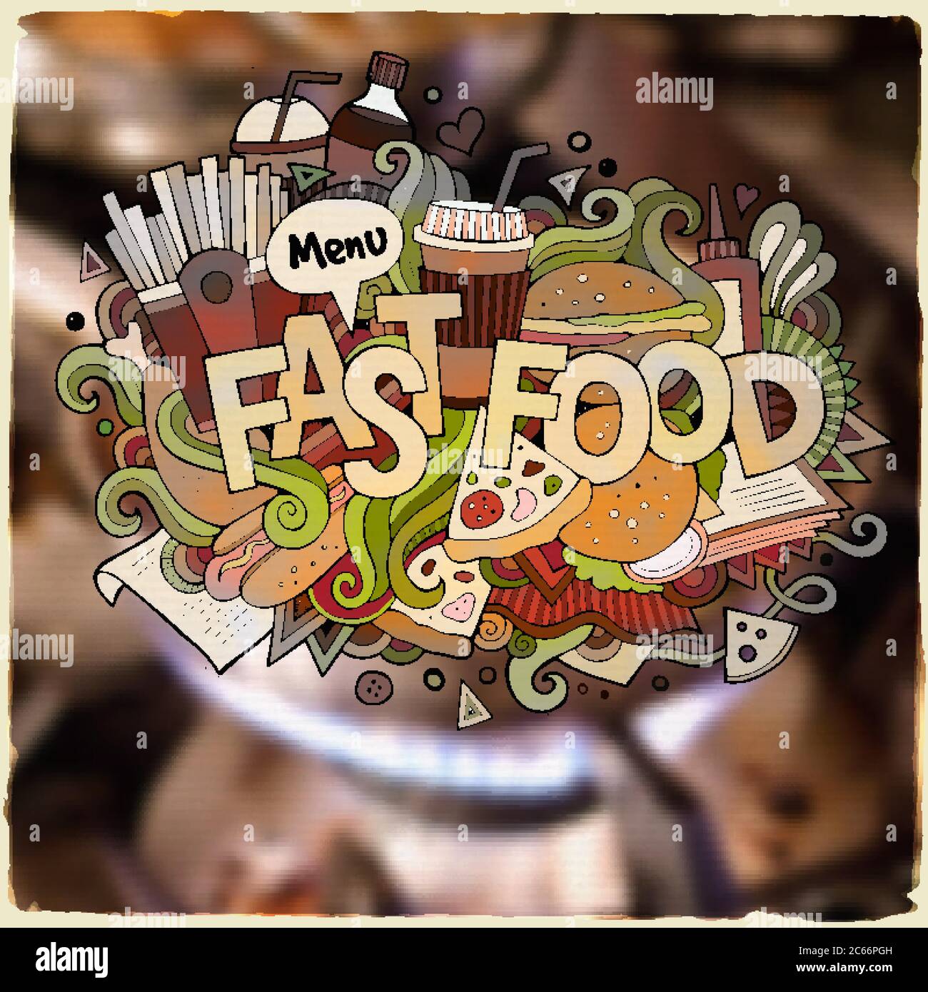 Fastfood hand lettering and doodles elements Stock Vector Image & Art ...