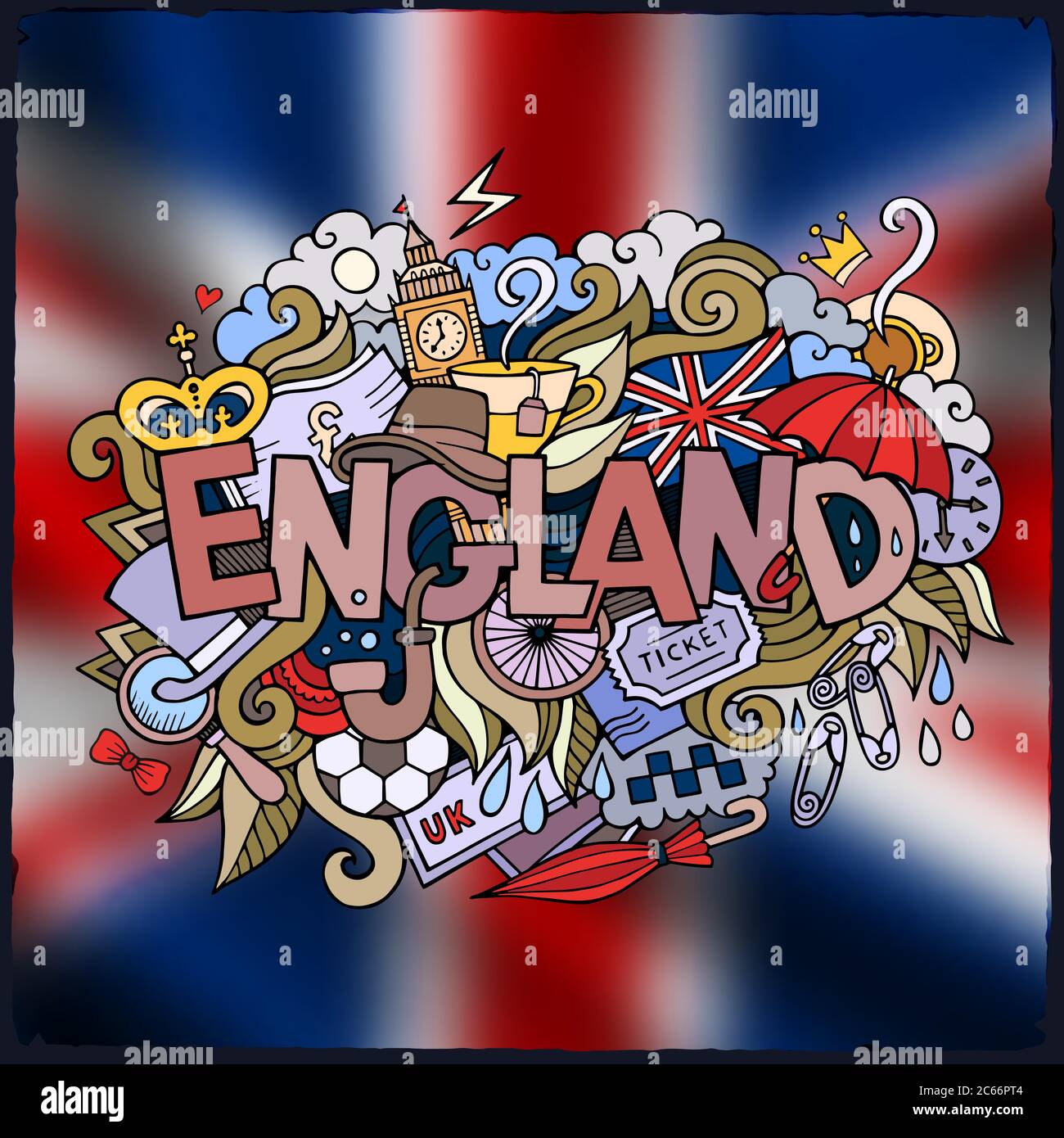 England country hand lettering and doodles elements Stock Vector Image ...