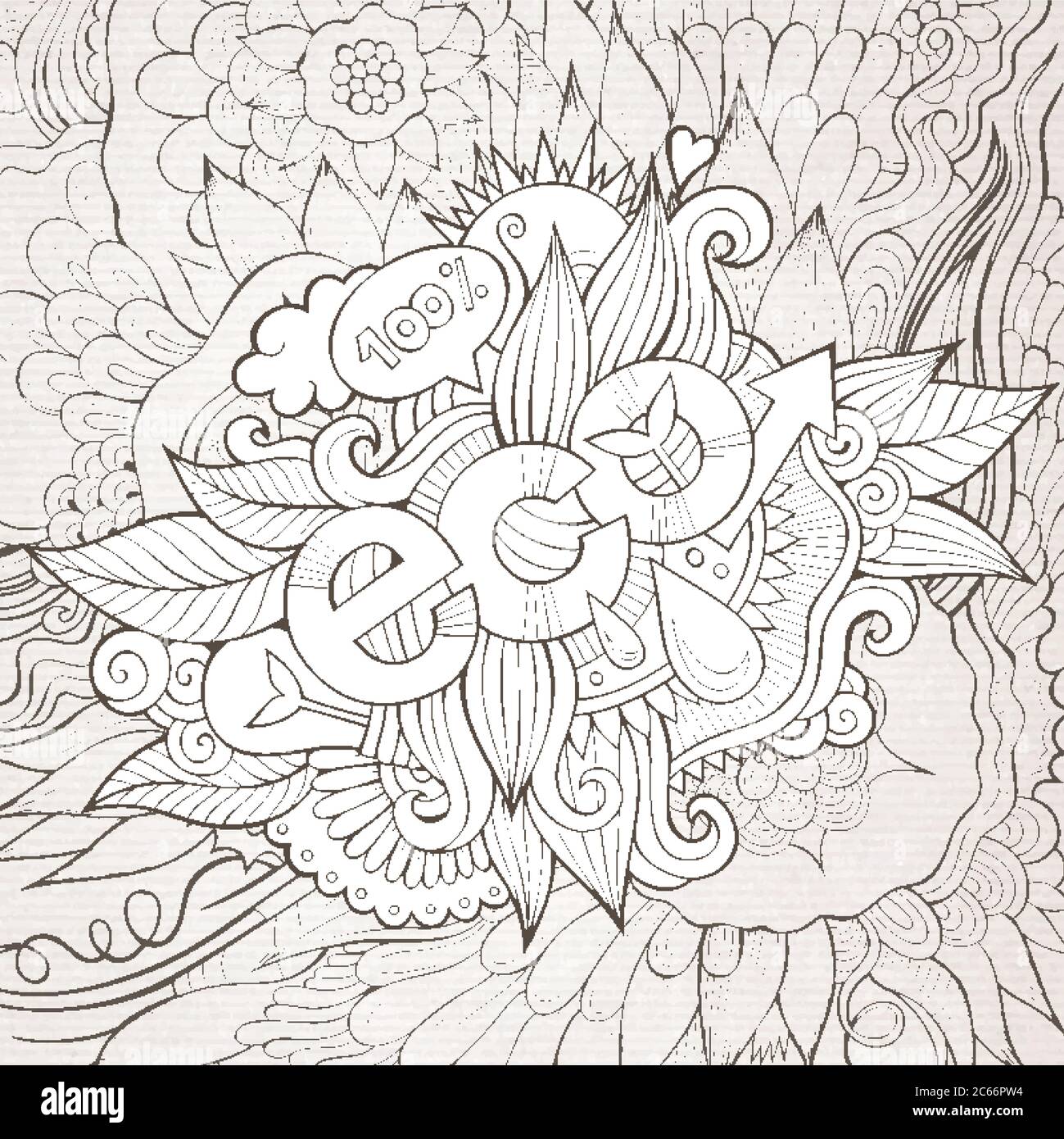 Eco hand lettering and doodles elements background Stock Vector Image ...