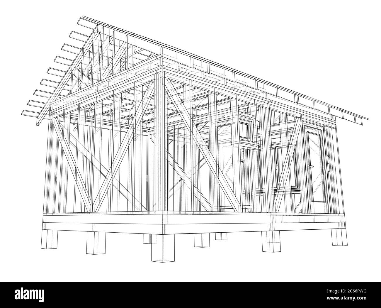 Private house sketch. 3D illustration Stock Photo - Alamy