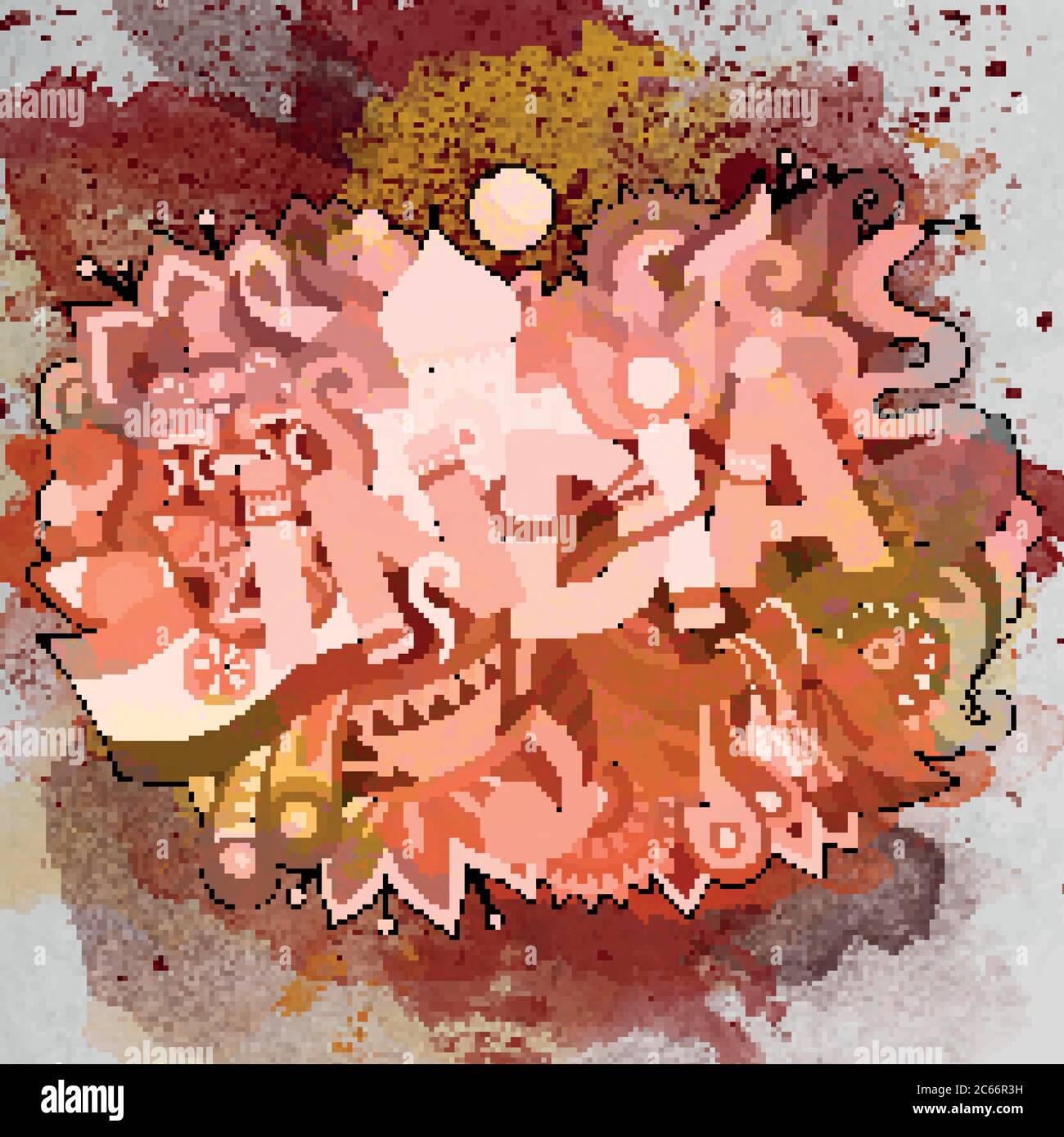 India country hand lettering and doodles elements Stock Vector Image ...