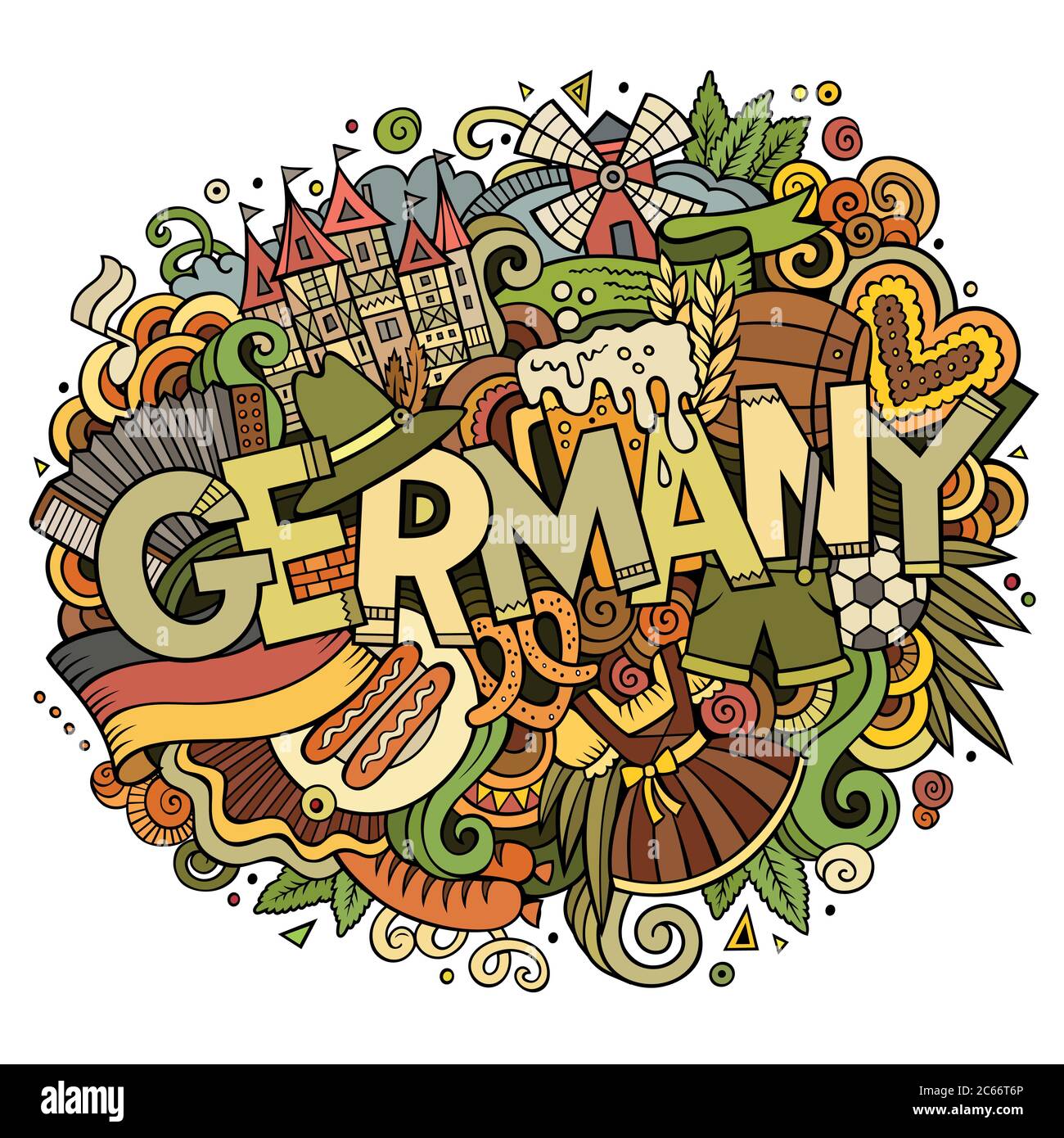 Cartoon cute doodles Germany illustration Stock Vector Image & Art - Alamy