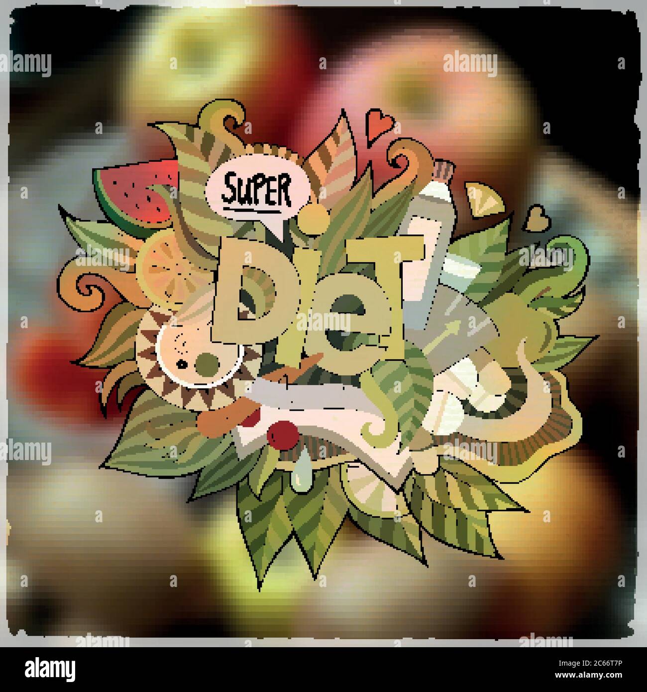 Diet hand lettering and doodles elements emblem Stock Vector Image ...