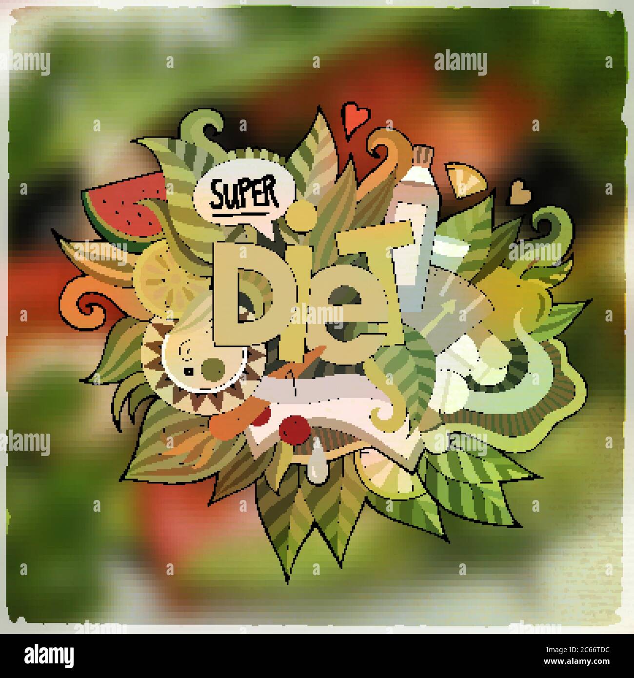 Diet hand lettering and doodles elements emblem Stock Vector Image ...