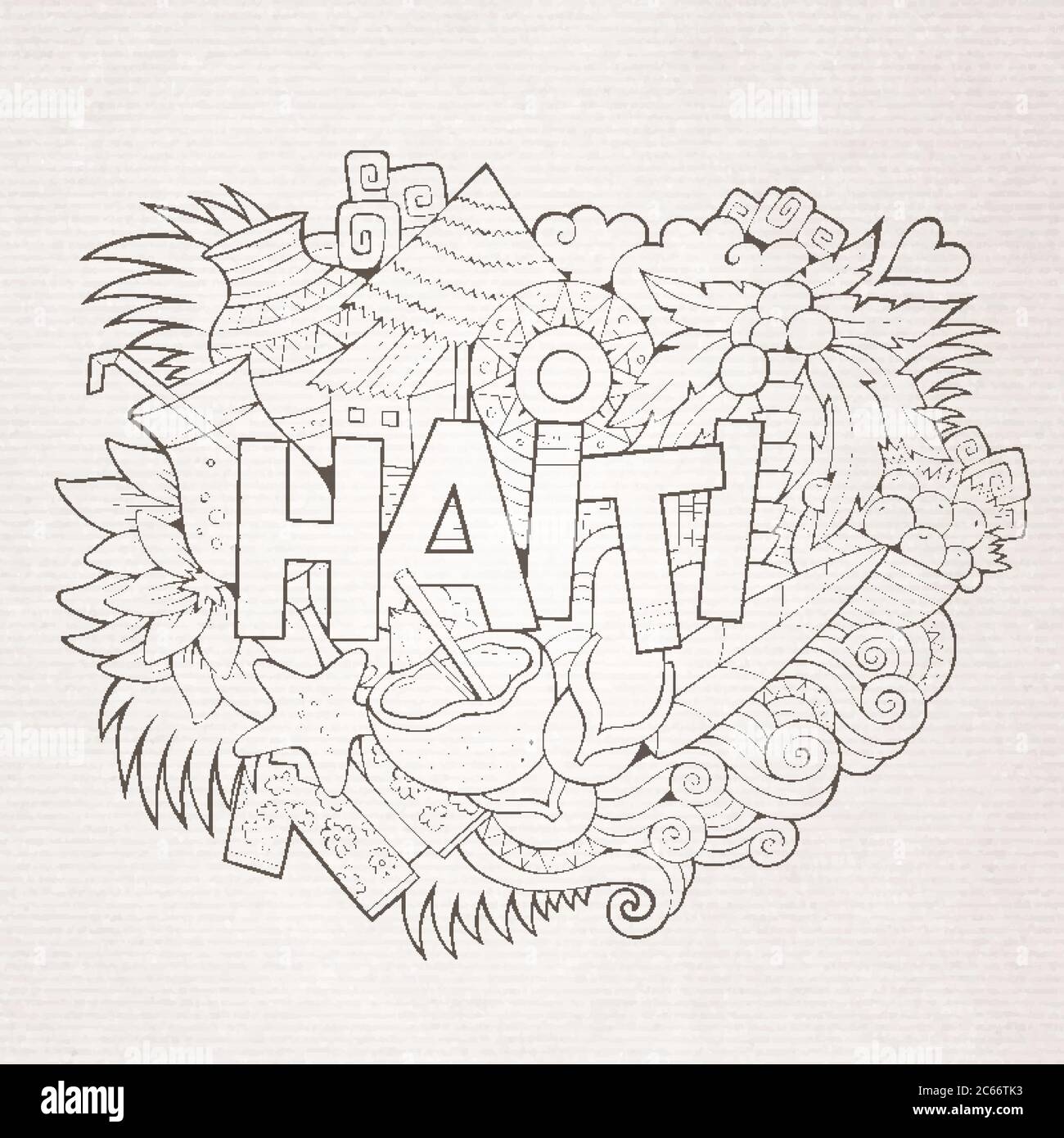 Haiti hand lettering and doodles elements and symbols background Stock ...