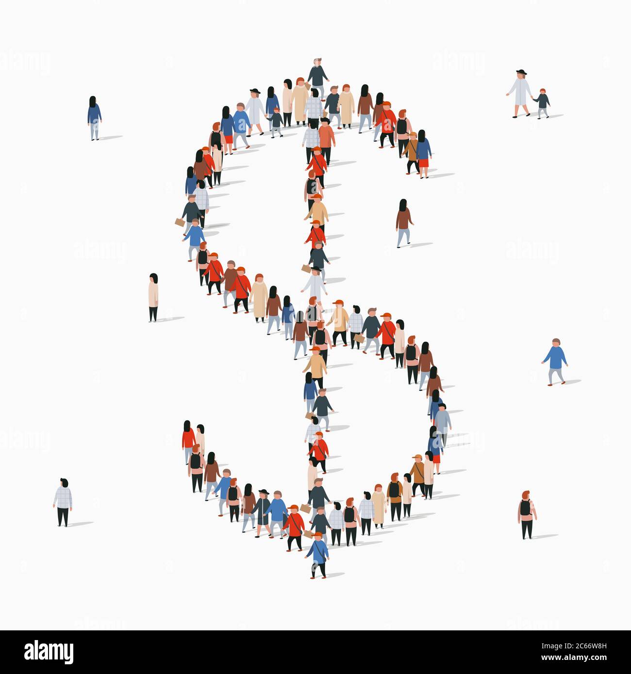 Large group of People in form of us dollar sign. Business concept ...
