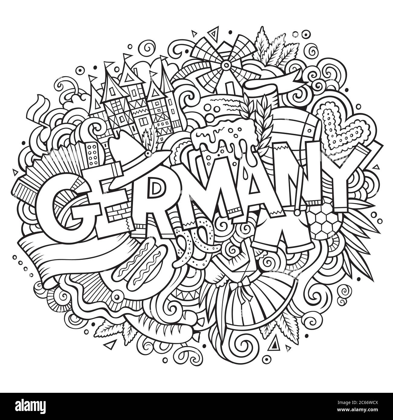 Cartoon cute doodles Germany illustration Stock Vector Image & Art - Alamy