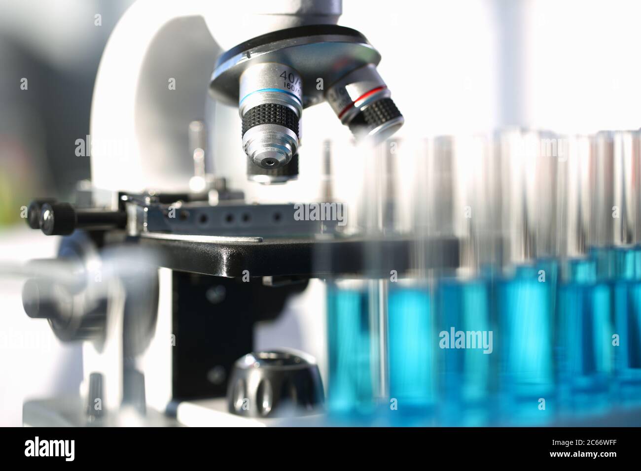 Modern microscope is staying in the laboratory Stock Photo - Alamy