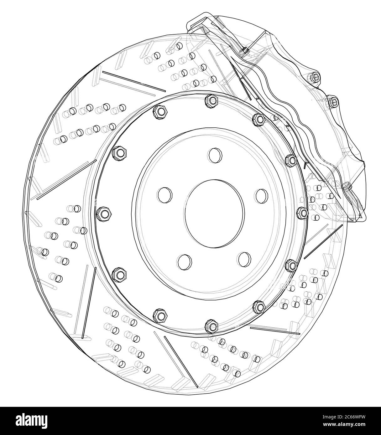 Brake disc outline. 3D illustration Stock Photo - Alamy