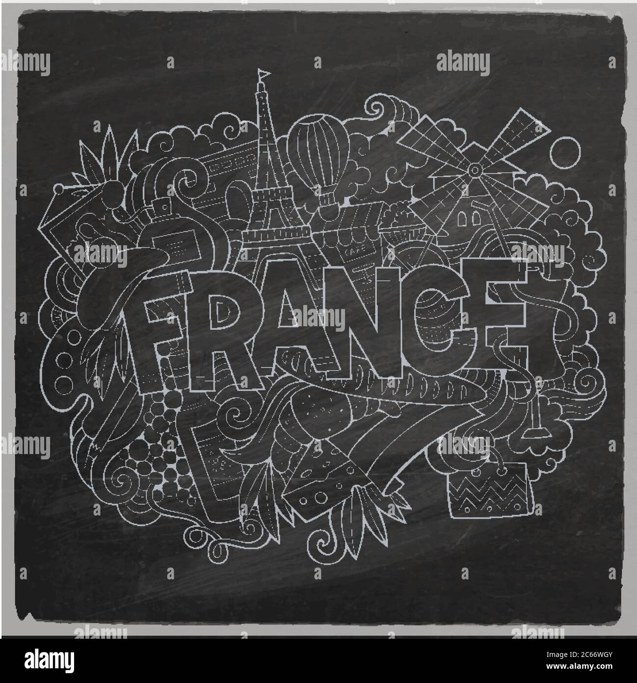 France country hand lettering and doodles elements Stock Vector Image ...
