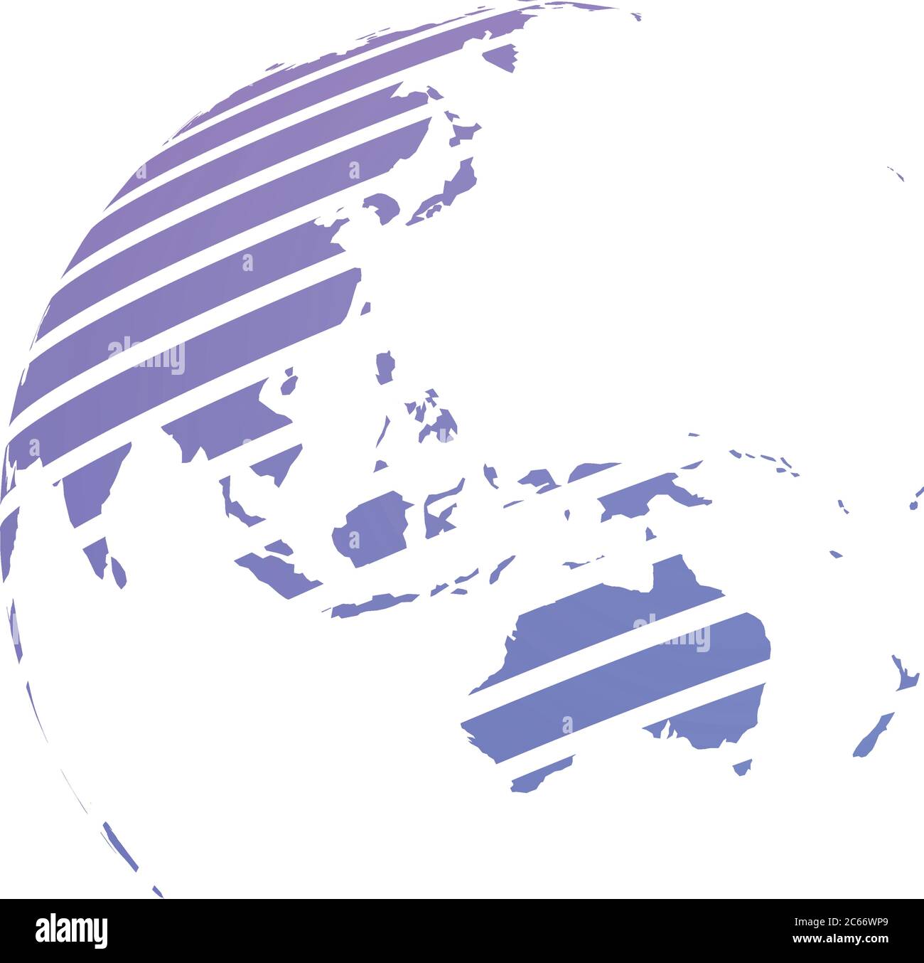 Earth globe with blue striped World land map focused on Australia and ...