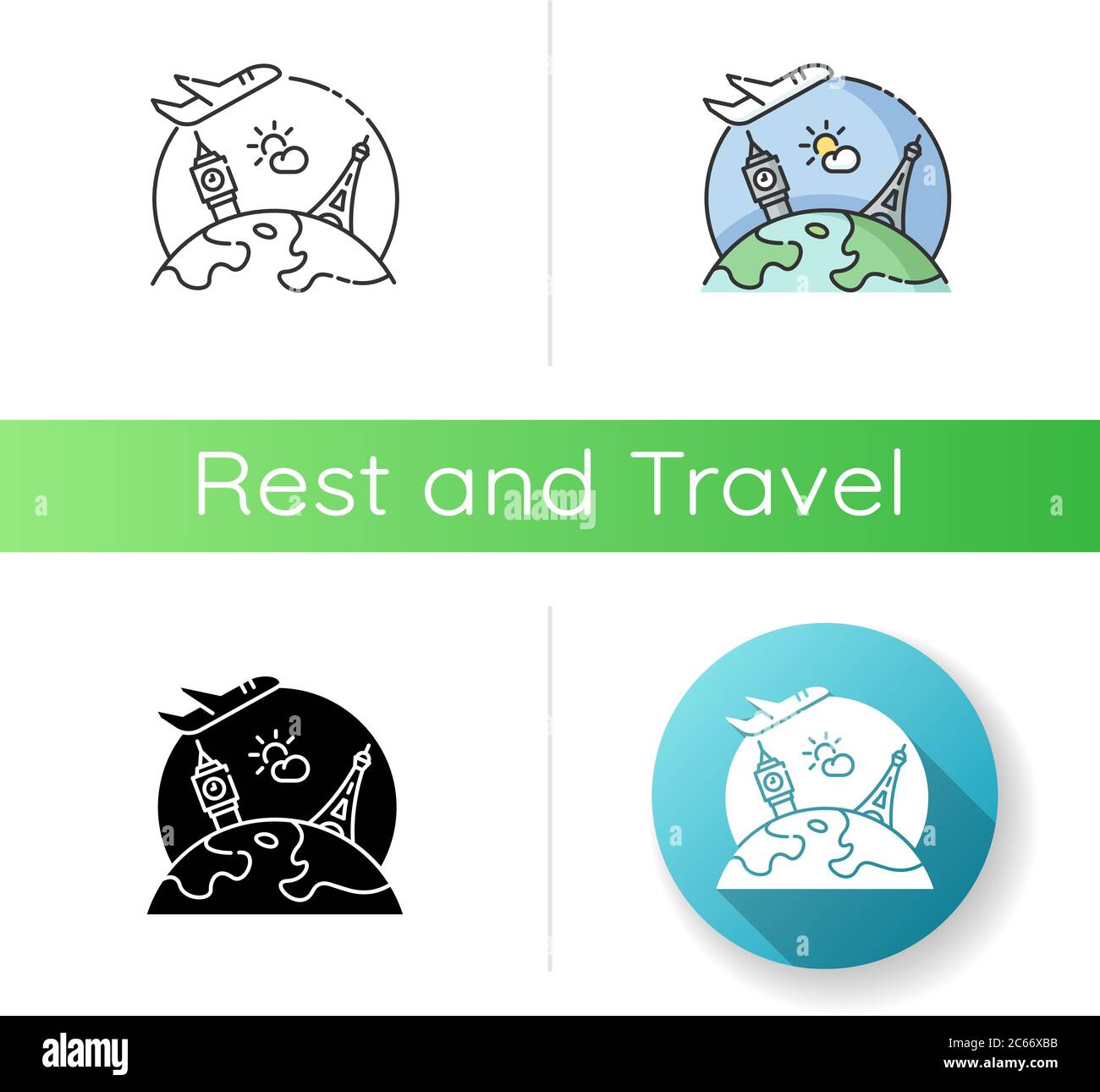 International tourism icon. Linear black and RGB color styles ...