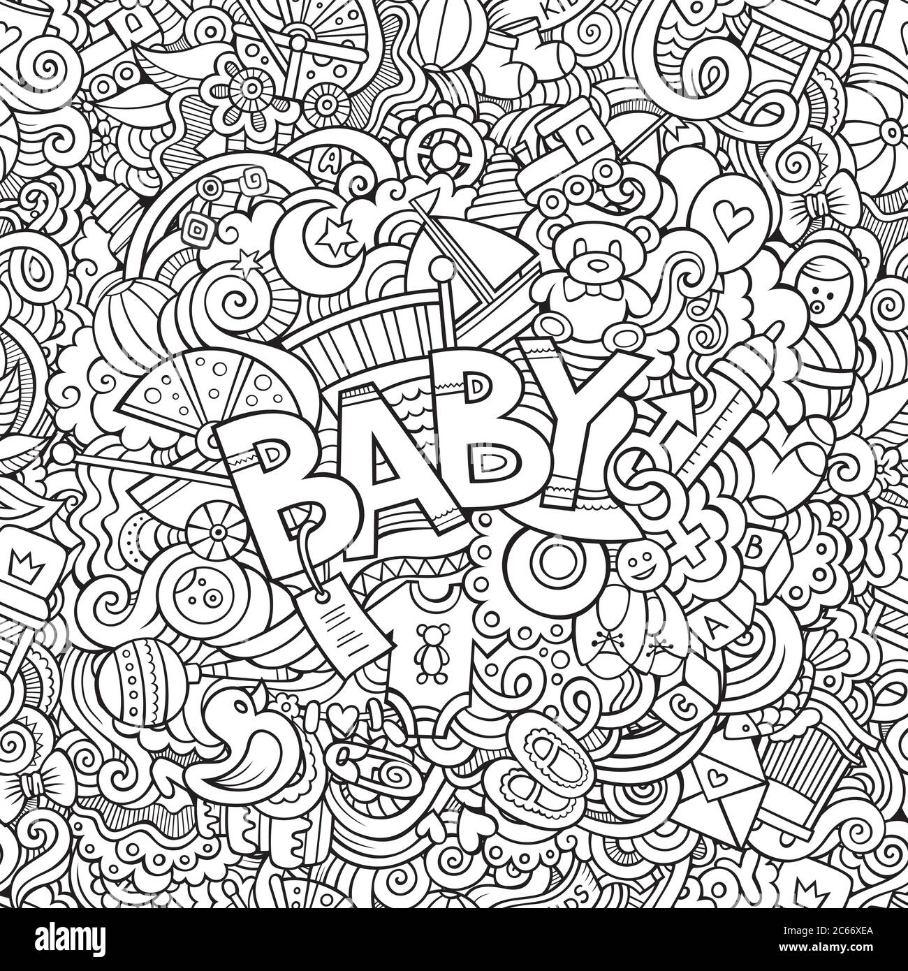 Cartoon vector hand drawn Doodle Baby illustration Stock Vector Image ...