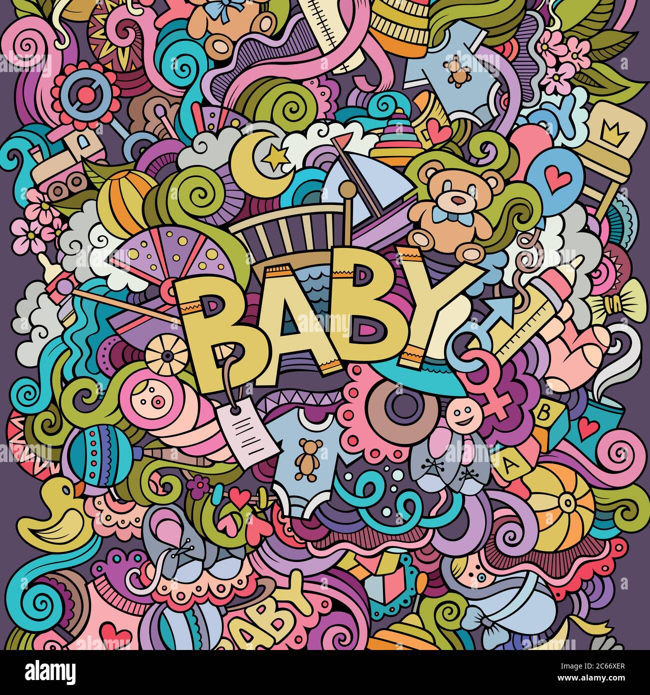 Cartoon vector hand drawn Doodle Baby illustration Stock Vector Image ...