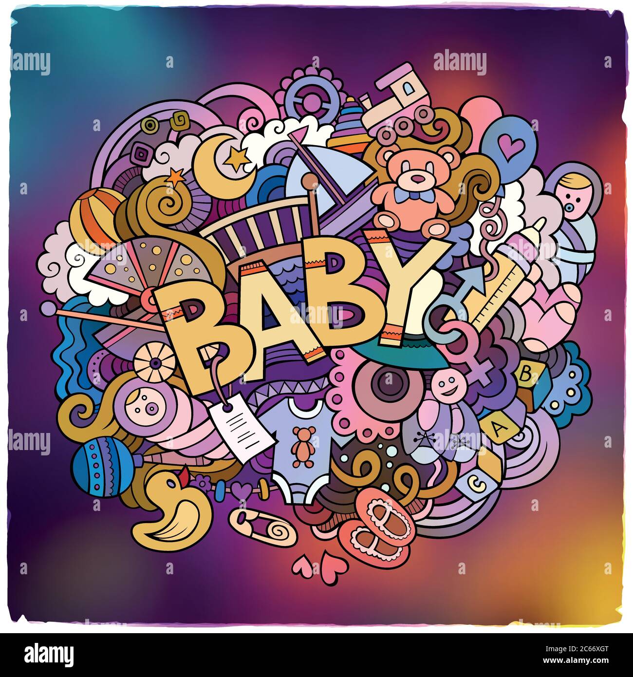 Cartoon vector hand drawn Doodle Baby illustration Stock Vector Image ...