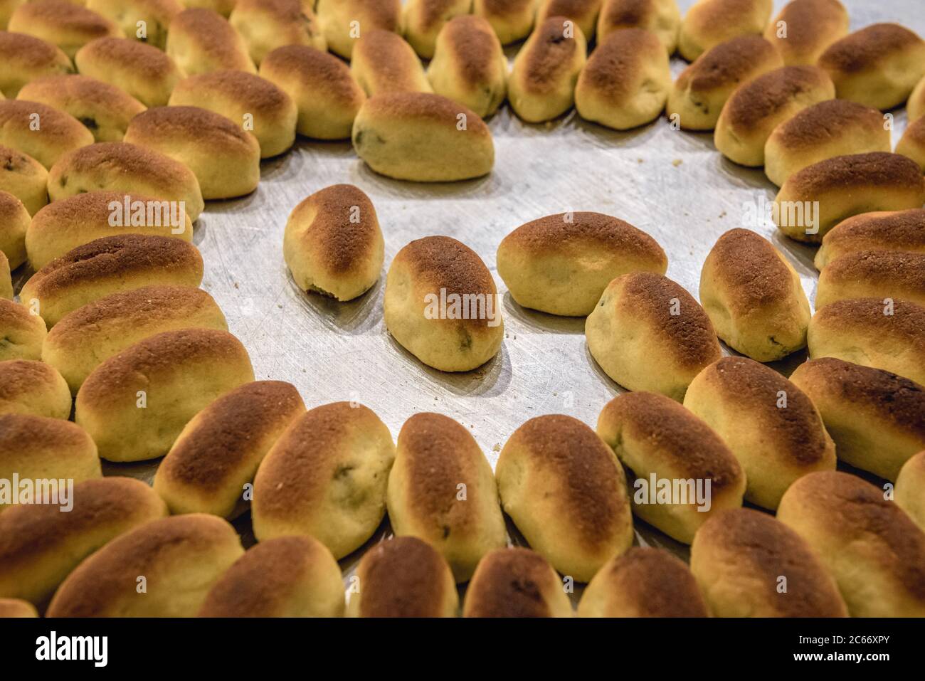 Karabij small pieces of dough stuffed with pistachios in patisserie in ...