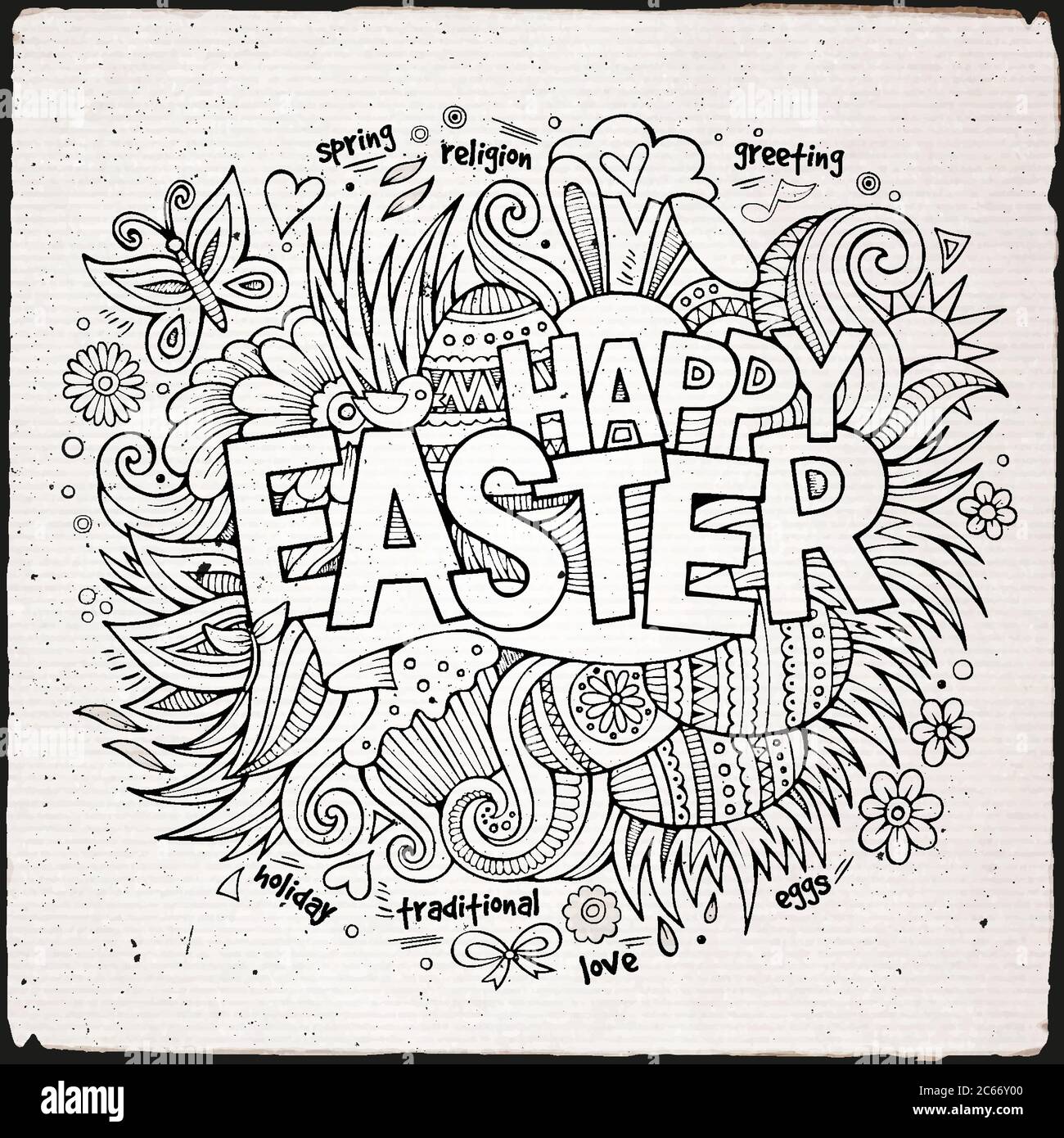 Easter hand lettering and doodles elements Stock Vector Image & Art - Alamy
