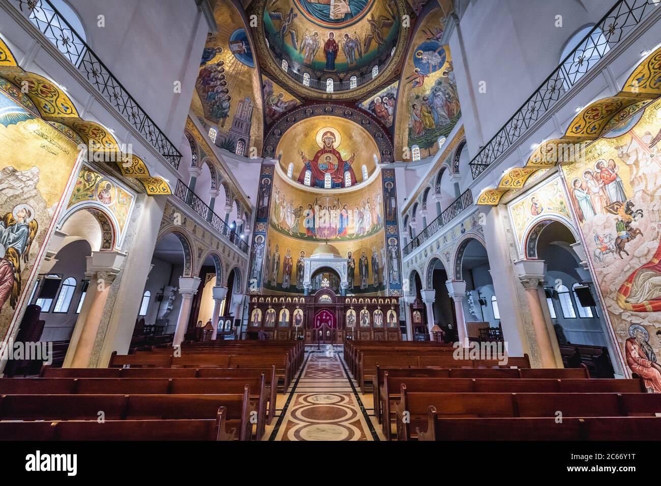 Interior of Byzantine style Melkite Greek Catholic basilica of Saint ...