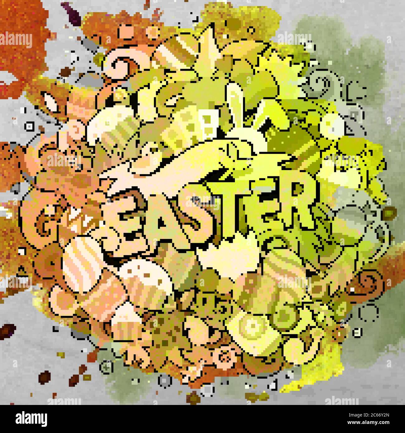 Cartoon vector hand drawn Doodle Happy Easter illustration Stock Vector ...