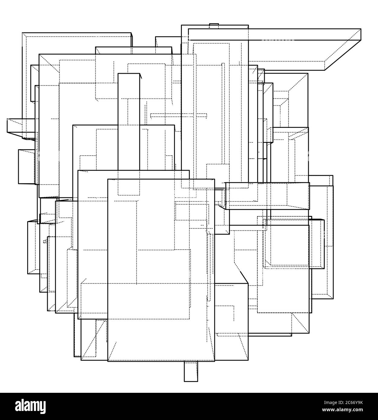 Wireframe Boxes. Sketch style Stock Photo - Alamy