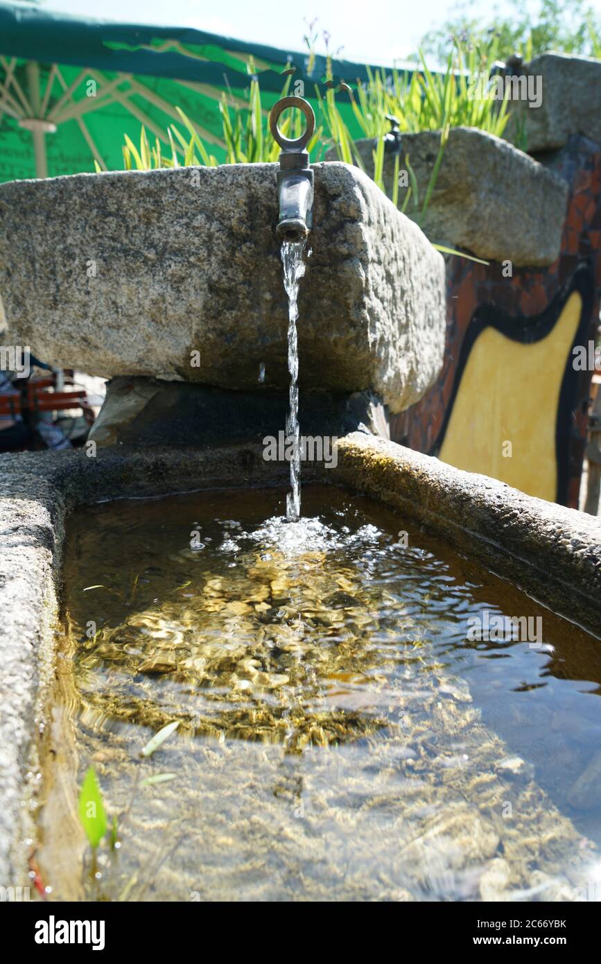 Plastic drain pipe through which apparently clean water flows Stock ...