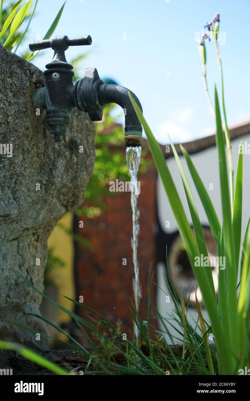 Plastic drain pipe through which apparently clean water flows Stock ...