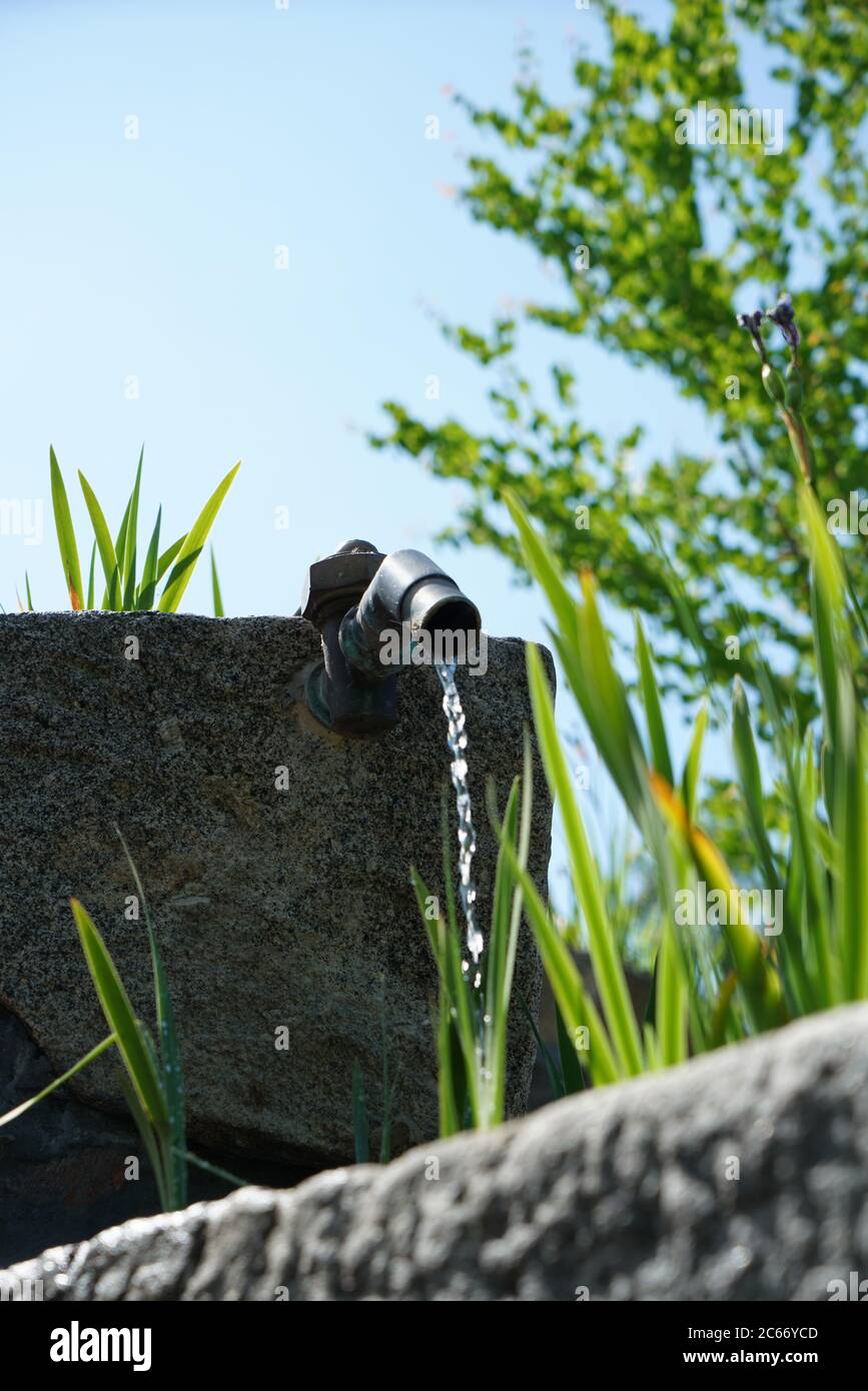 Plastic drain pipe through which apparently clean water flows Stock ...