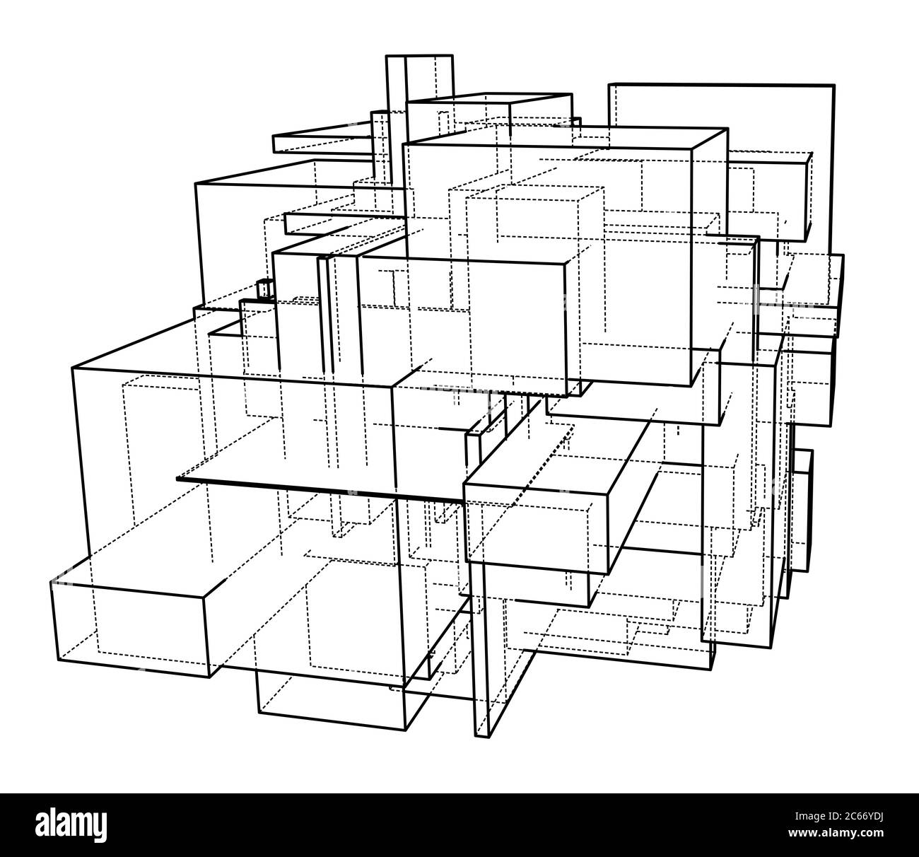 Wireframe Boxes. Sketch style Stock Photo - Alamy