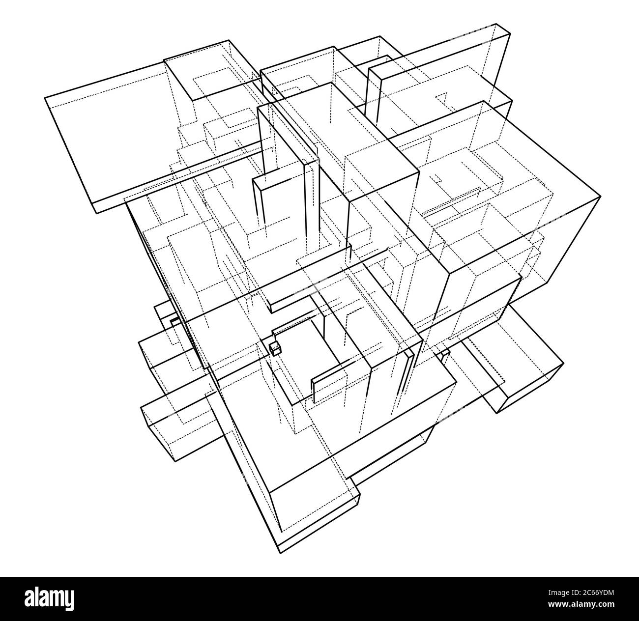 Wireframe Boxes. Sketch style Stock Photo - Alamy