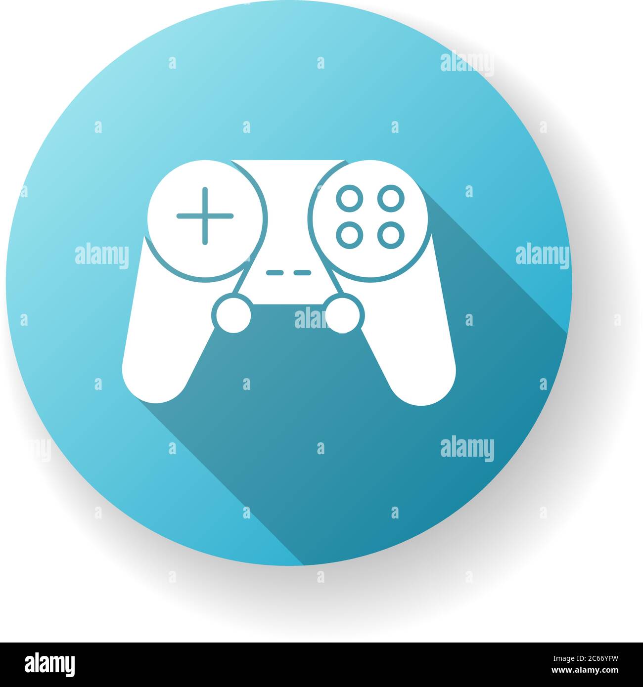 Gamepad blue flat design long shadow glyph icon. Video game controller ...
