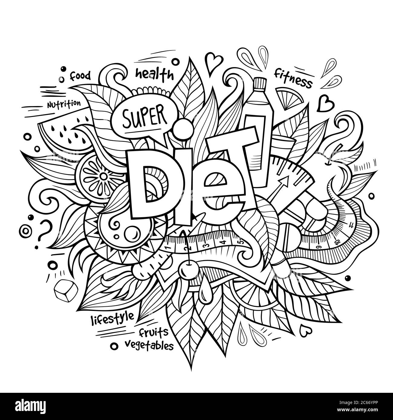 Diet hand lettering and doodles elements Stock Vector Image & Art - Alamy