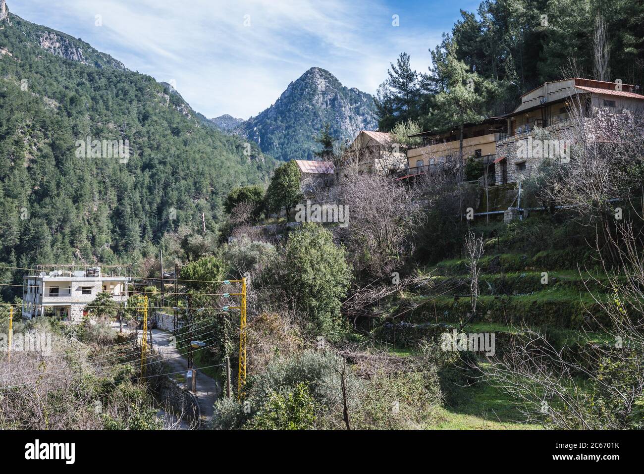 Houses at beggining of Chouwan Lake trail in Jabal Moussa Biosphere ...