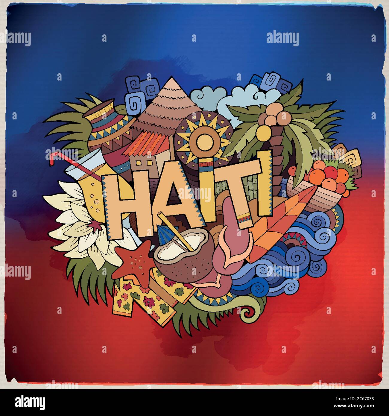 Haiti hand lettering and doodles elements Stock Vector Image & Art - Alamy