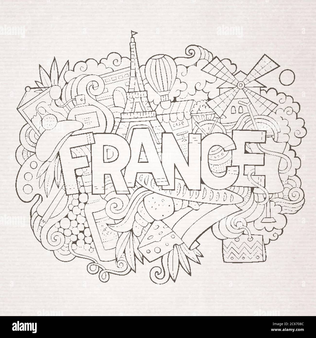 France country hand lettering and doodles elements Stock Vector Image ...